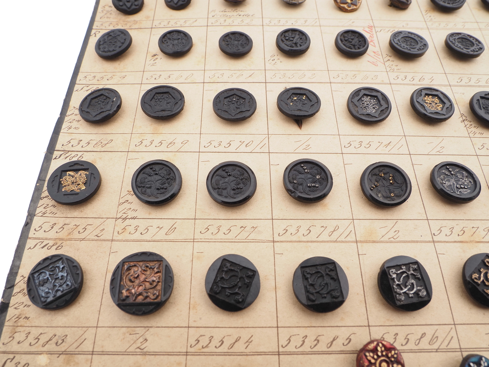 Sample card (155) Czech antique black glass buttons Sample card (155) Czech antique black glass buttons