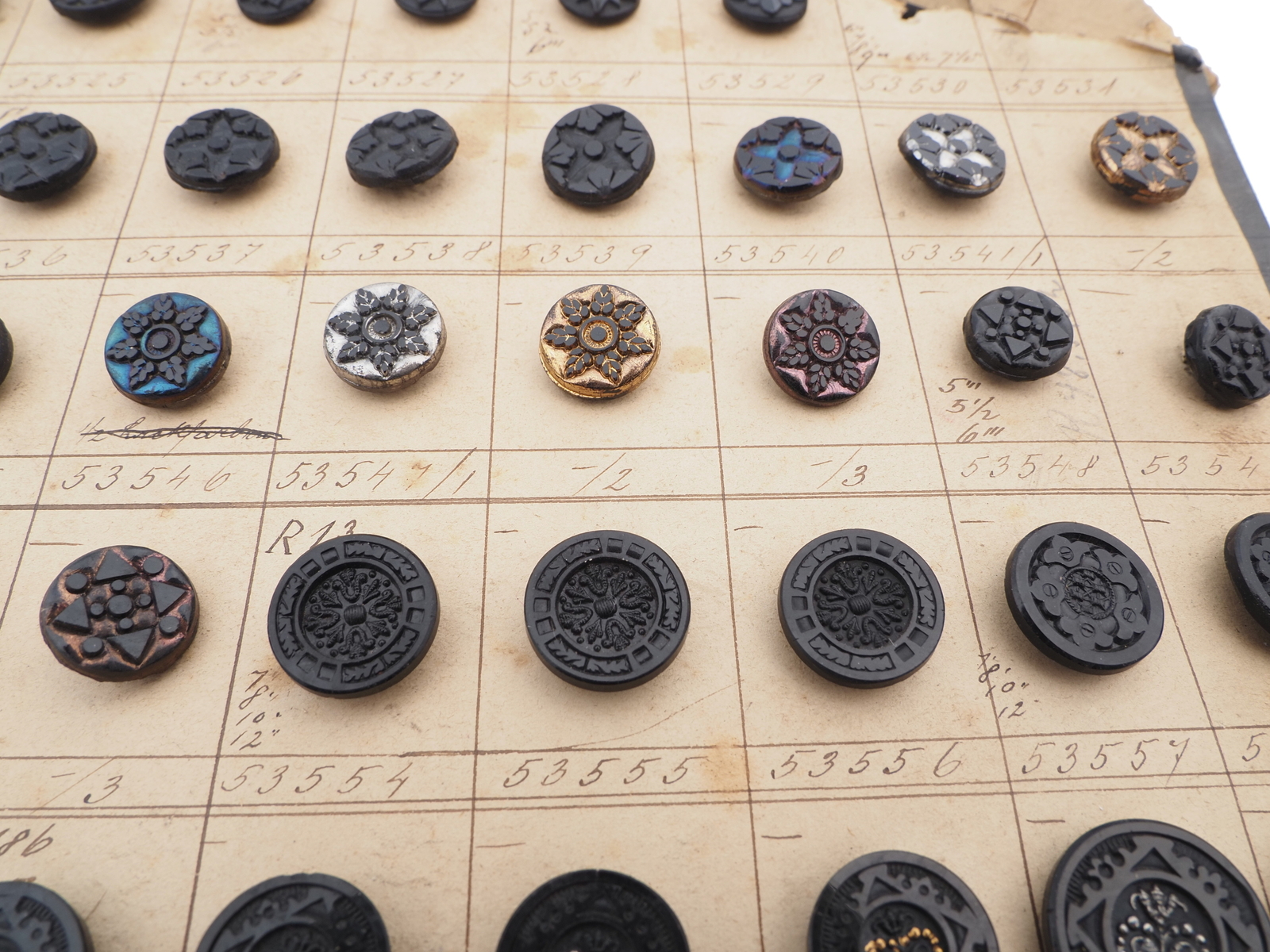 Sample card (155) Czech antique black glass buttons Sample card (155) Czech antique black glass buttons